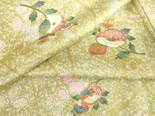 平和屋着物▽上質な小紋　単衣　舞花文　金彩　正絹　逸品　DAAT9388az