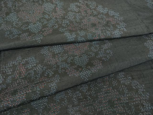 平和屋着物▽結城紬　単衣　正倉院花文　100亀甲　正絹　逸品　DAAT9389az