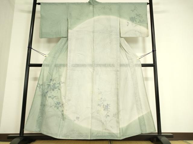 平和屋着物▽中国三大刺繍　スワトウ刺繍　汕頭刺繍　訪問着　無双　紗袷　紗×紗　草花文　手描き　暈し染め　正絹　逸品　DAAT9494az