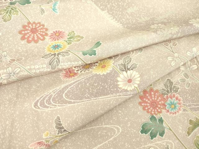 平和屋着物▽上質な小紋　単衣　流水花文　金彩　正絹　逸品　DAAT9499az