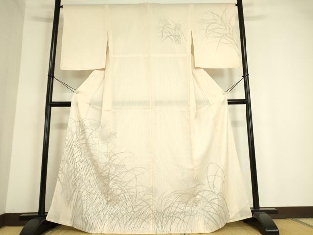 平和屋着物▽訪問着　無双　紗袷　紋紗×絽　草葉文　正絹　逸品　DAAT9509az