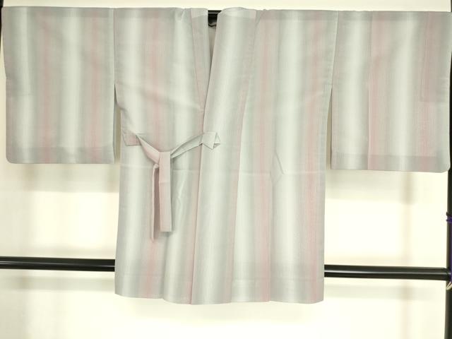 平和屋着物▽道中着　スリーシーズン　春夏秋　塵除け　斜　縞　正絹　逸品　DAAT9535az