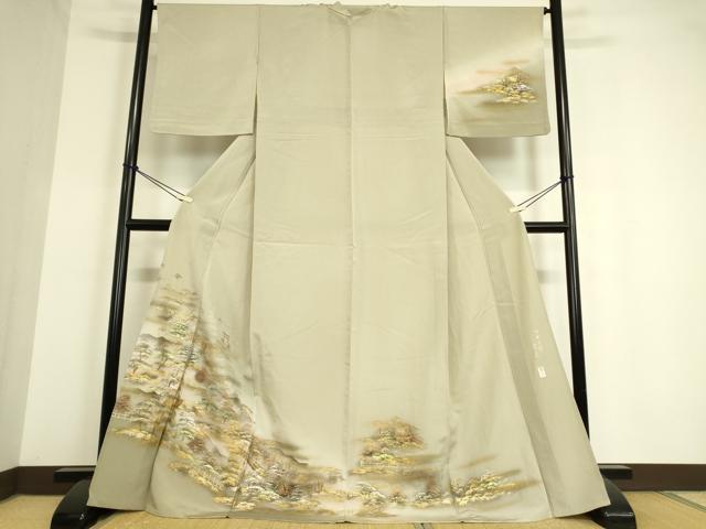 平和屋着物▽訪問着　単衣　作家物　日本三景　宮島　暈し染め　金銀彩　正絹　逸品　DAAT9652az