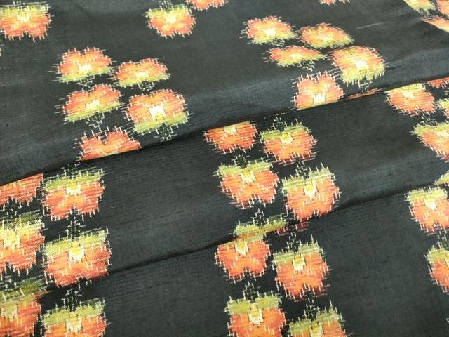 平和屋着物▽上質な紬 　単衣　草花文 　正絹　逸品　未使用　DAAT9661az