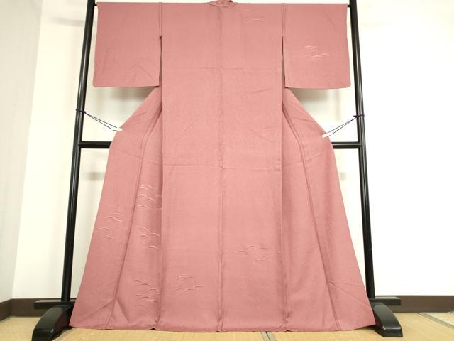 平和屋着物▽訪問着　単衣　総刺繍　梅雨芝文　長春色　正絹　逸品　未使用　DAAT9677az