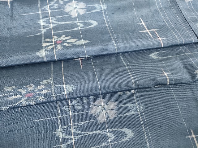 平和屋着物▽上質な紬　単衣　流水花文　正絹　逸品　DAAT9682az