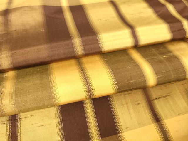 平和屋着物▽上質な紬　単衣　格子　正絹　逸品　DAAQ4540az