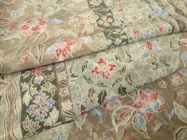 平和屋着物▽上質な小紋　単衣　更紗花文　正絹　逸品　DAAT9692az