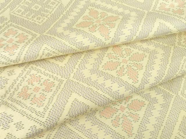 平和屋着物▽本場大島紬　白大島　単衣　花菱　正絹　逸品　DAAT9703az