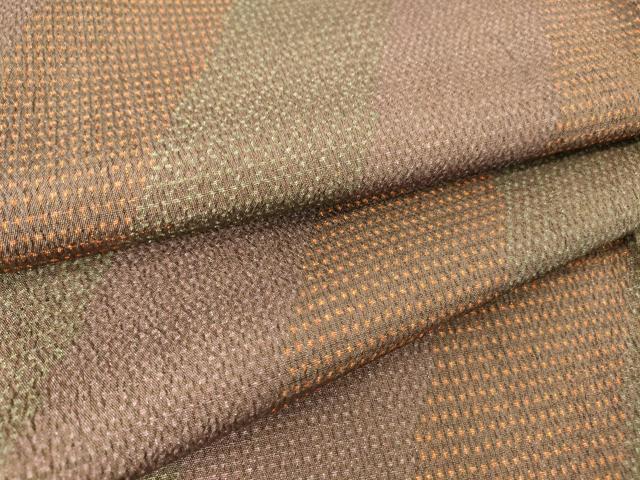 平和屋着物▽白鷹お召　単衣　斜縞　正絹　逸品　DAAT9706az