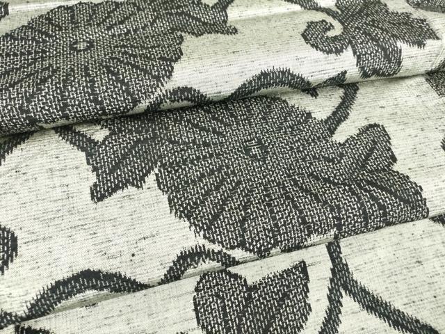 平和屋着物▽上質な紬　単衣　菊唐草文　正絹　逸品　DAAT9708az