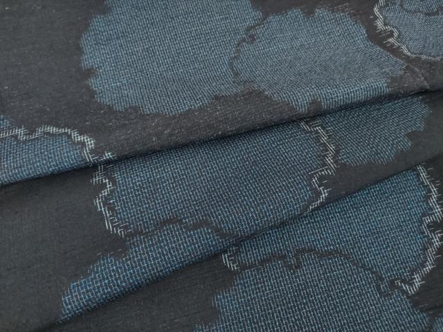 平和屋着物▽結城紬　単衣　雪輪重ね文　正絹　逸品　DAAT9722az