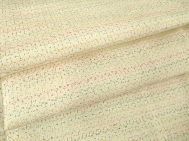 平和屋着物▽上質な紬　単衣　亀甲横段文　正絹　逸品　DAAT9728az