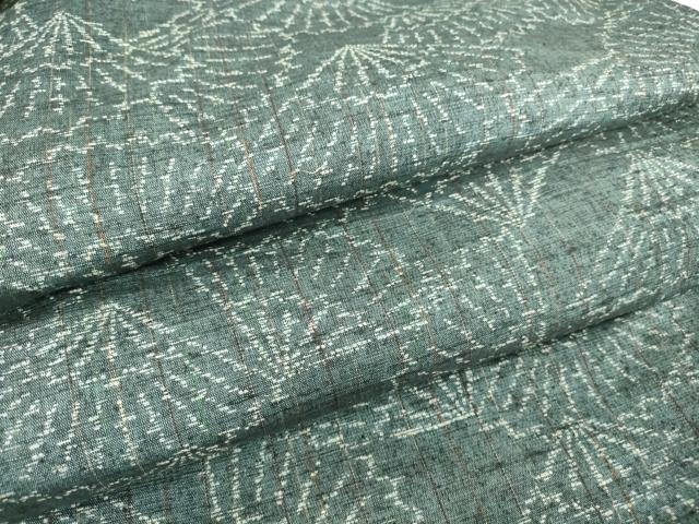 平和屋着物▽上質な紬　単衣　扇面文　正絹　逸品　DAAT9736az