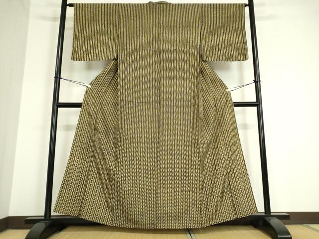 平和屋着物▽上質な小紋 紬地 単衣 舞蝶文 正絹 逸品