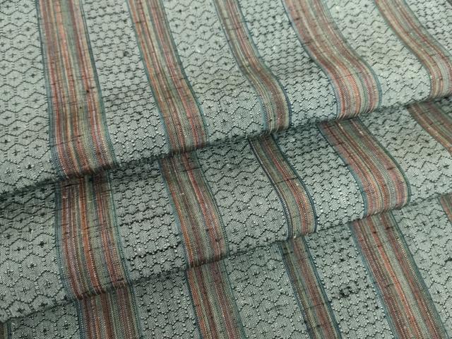 平和屋着物▽上質な紬　単衣　亀甲間道　正絹　逸品　DAAT9888az