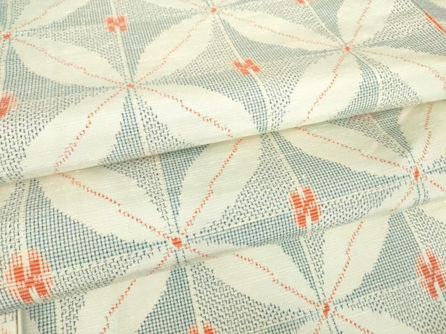 平和屋着物▽上質な紬　単衣　七宝文　正絹　逸品　DAAT9894az