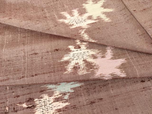 平和屋着物▽上質な紬　単衣　楓文　正絹　逸品　DAAT9905az