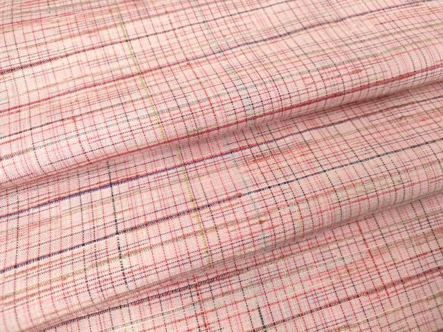 平和屋着物▽上質な紬　単衣　格子　正絹　逸品　DAAT9920az