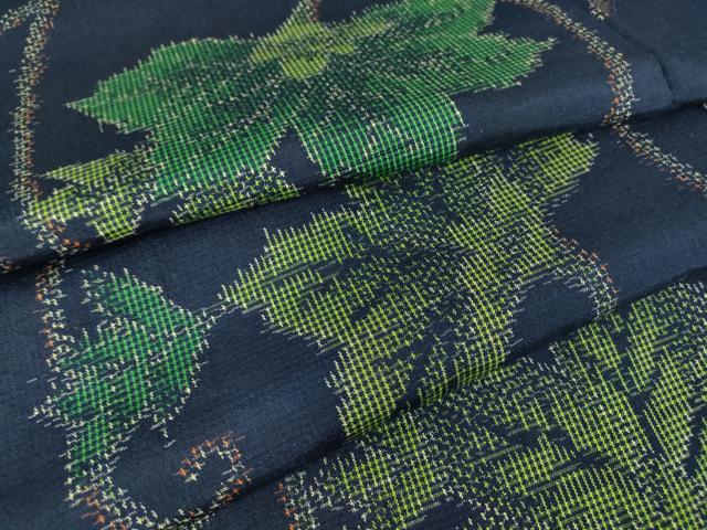 平和屋着物▽上質な紬　単衣　更紗花唐草文　正絹　逸品　DAAT9923az