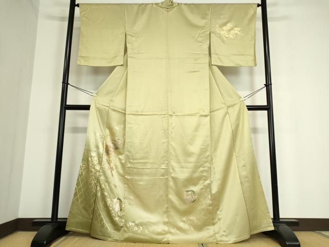 平和屋着物▽訪問着　単衣　雪輪花文　暈し染め　金彩　正絹　逸品　DAAT9949az