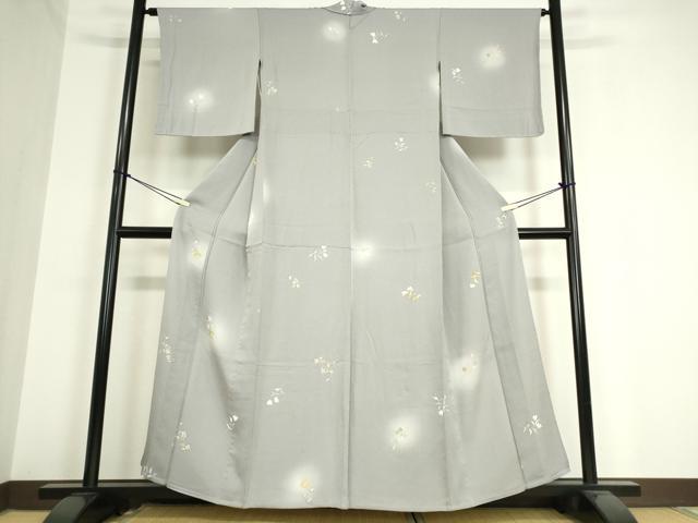 平和屋着物▽上質な小紋　単衣　草花文　蛍暈し　金彩　正絹　逸品　DAAT9951az 平和屋着物▽上質な小紋 単衣 草花文 蛍暈し 金彩 正絹 逸品