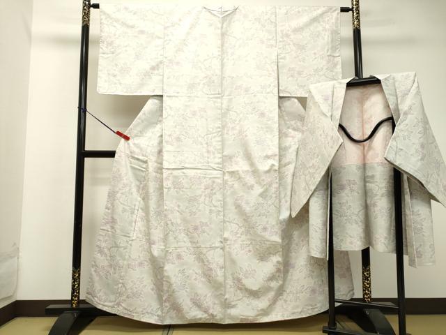 平和屋着物●本場大島紬　アンサンブル　白大島　枝花文　正絹　逸品　DAAU0535tw