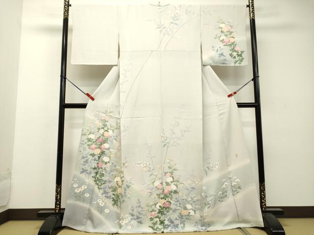 平和屋着物●十日町友禅作家　岡村蒼風　訪問着　草花文　暈し染め　正絹　逸品　DAAU0580tw