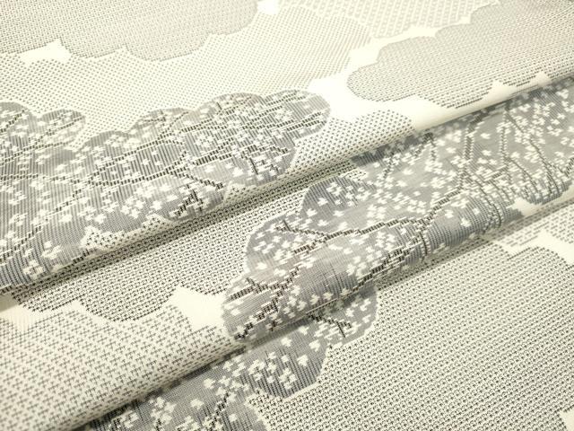 平和屋着物●本場大島紬　白大島　150亀甲　雲取り枝花文　正絹　逸品　DAAU0587tw