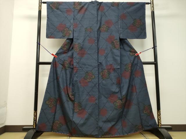 平和屋着物○上質な紬 格子 正絹 逸品 AAAV9426ph