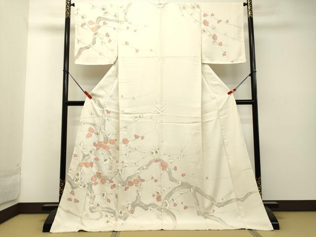 平和屋着物●訪問着　駒刺繍　枝花文　金彩　ロング丈　正絹　逸品　DAAU0625tw