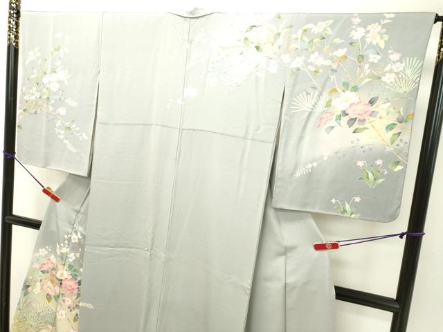 平和屋着物○訪問着 友禅 枝花文 暈し染め 金彩 正絹 逸品