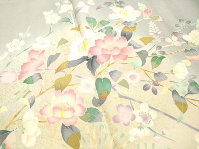 平和屋着物○訪問着 作家物 扇面花文 暈し染め 金彩 正絹