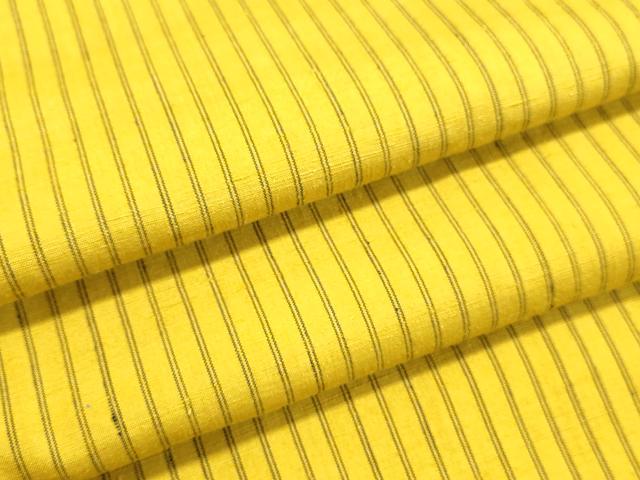 平和屋着物●上質な紬　縞　緑黄色　正絹　逸品　未使用　DAAU0635tw