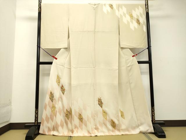 平和屋着物●訪問着　絞り　刺繍　花菱文　暈し染め　金彩　正絹　逸品　DAAU0641tw