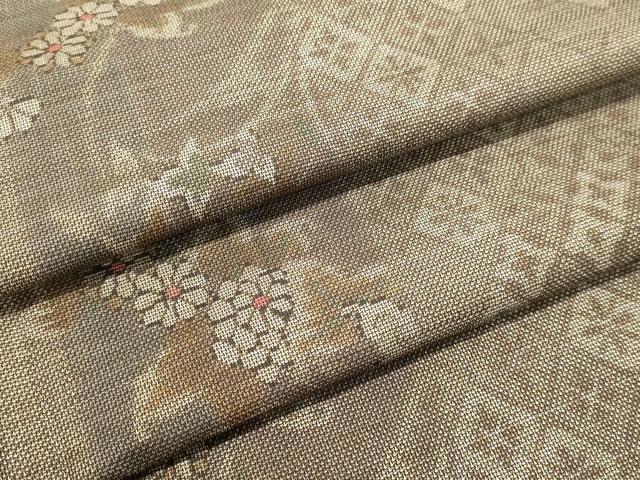 平和屋着物●本場大島紬　9マルキ　草花間道　正絹　逸品　DAAU0644tw