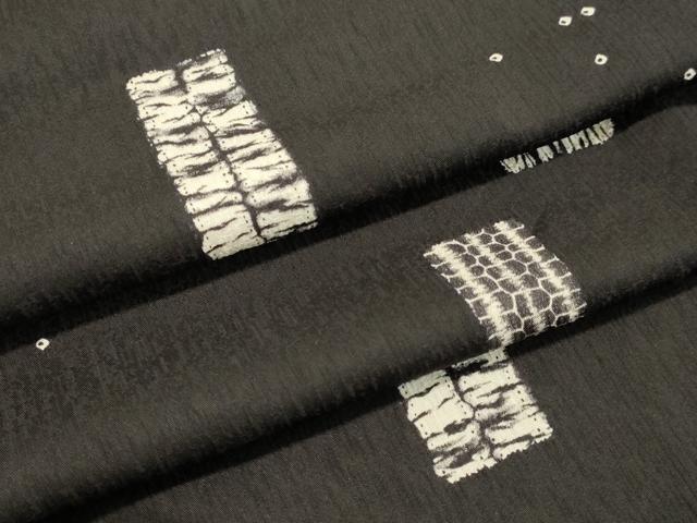 平和屋着物●上質な小紋　短冊抽象文　黒地　正絹　逸品　DAAU0647tw