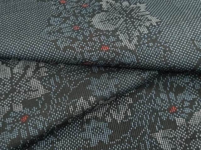 平和屋着物●本場大島紬　7マルキ　草花文　正絹　逸品　未使用　DAAU0679tw