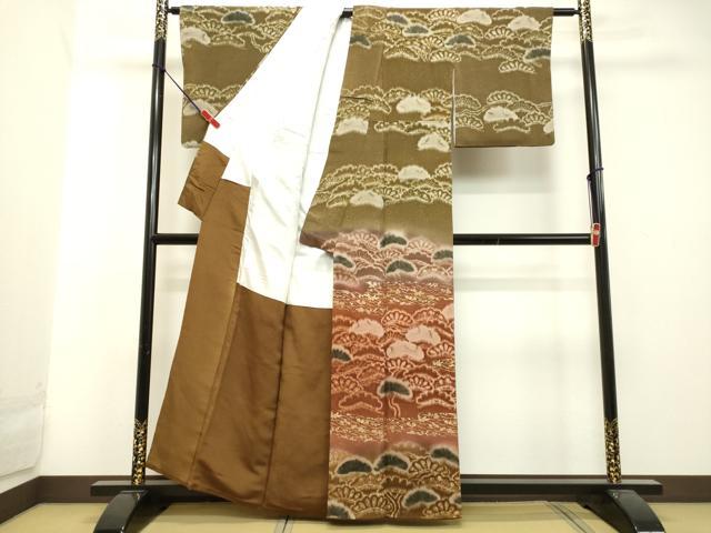 平和屋着物○訪問着 松文 金彩 鬼しぼ縮緬 正絹 逸品 DAAU0721tw