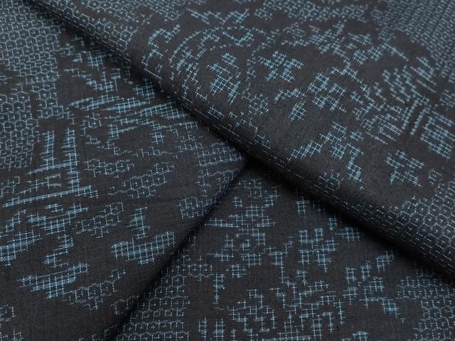 平和屋着物●結城紬　80亀甲　雪輪草花文　正絹　逸品　DAAU0730tw