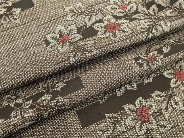 平和屋着物●本場大島紬　9マルキ　草花文　正絹　逸品　未使用　DAAU0741tw