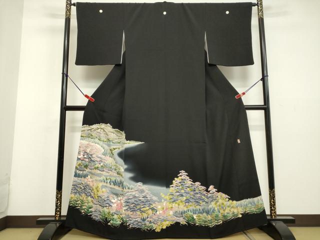 平和屋着物●本加賀友禅作家　束藤　岳　黒留袖　風景文　暈し染め　正絹　逸品　DAAU0760tw