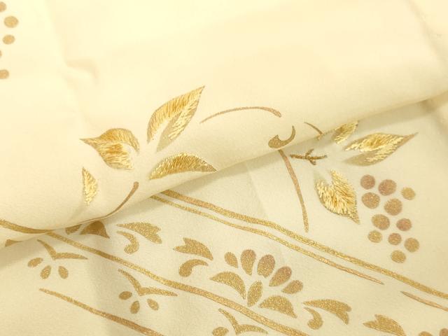 平和屋着物○長襦袢 無双仕立て 刺繍 葡萄蔦の葉文 金彩 やまと誂
