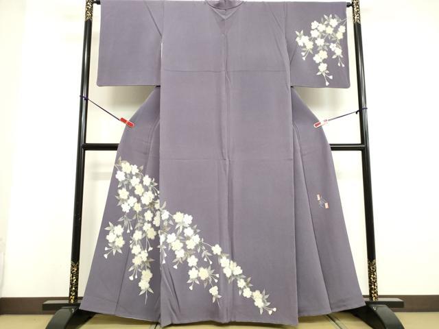 平和屋着物●洛楽人工房　訪問着　枝桜文　金彩　鬼しぼ縮緬　正絹　逸品　DAAU0798tw