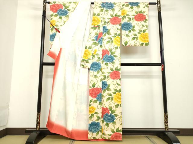 平和屋着物○上質な小紋 花唐草文 正絹 逸品 DAAU0804tw