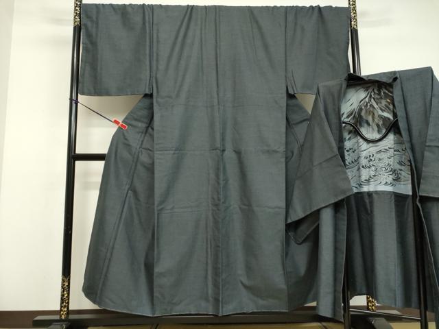 平和屋着物●男性　紬　アンサンブル　100亀甲　総詰め　キングサイズ　正絹　逸品　DAAU0816tw