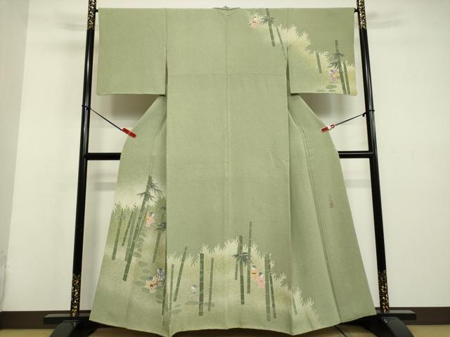 平和屋着物●訪問着　作家物　童子笹竹文　正絹　逸品　DAAU0818tw