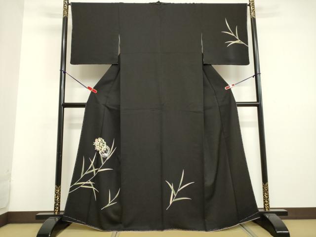 平和屋着物●訪問着　草花丸文　黒地　金彩　正絹　逸品　未使用　DAAU0826tw
