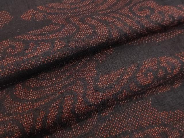 平和屋着物●本場結城紬　重要無形文化財　100亀甲　霞取り立波文　正絹　逸品　DAAU0858tw