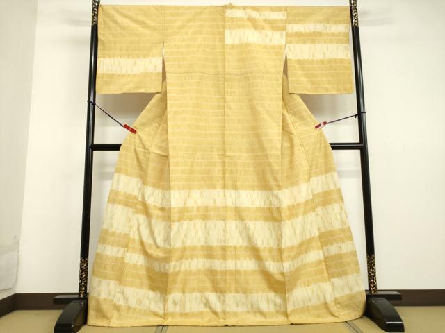 平和屋着物●訪問着　紬地　杢目絞り　横段文　正絹　逸品　DAAU0870tw